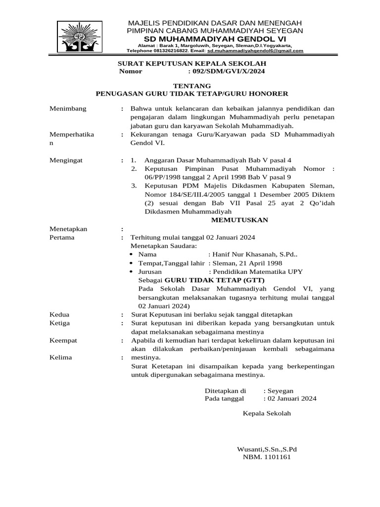 SK Bu Hanif Nur | PDF