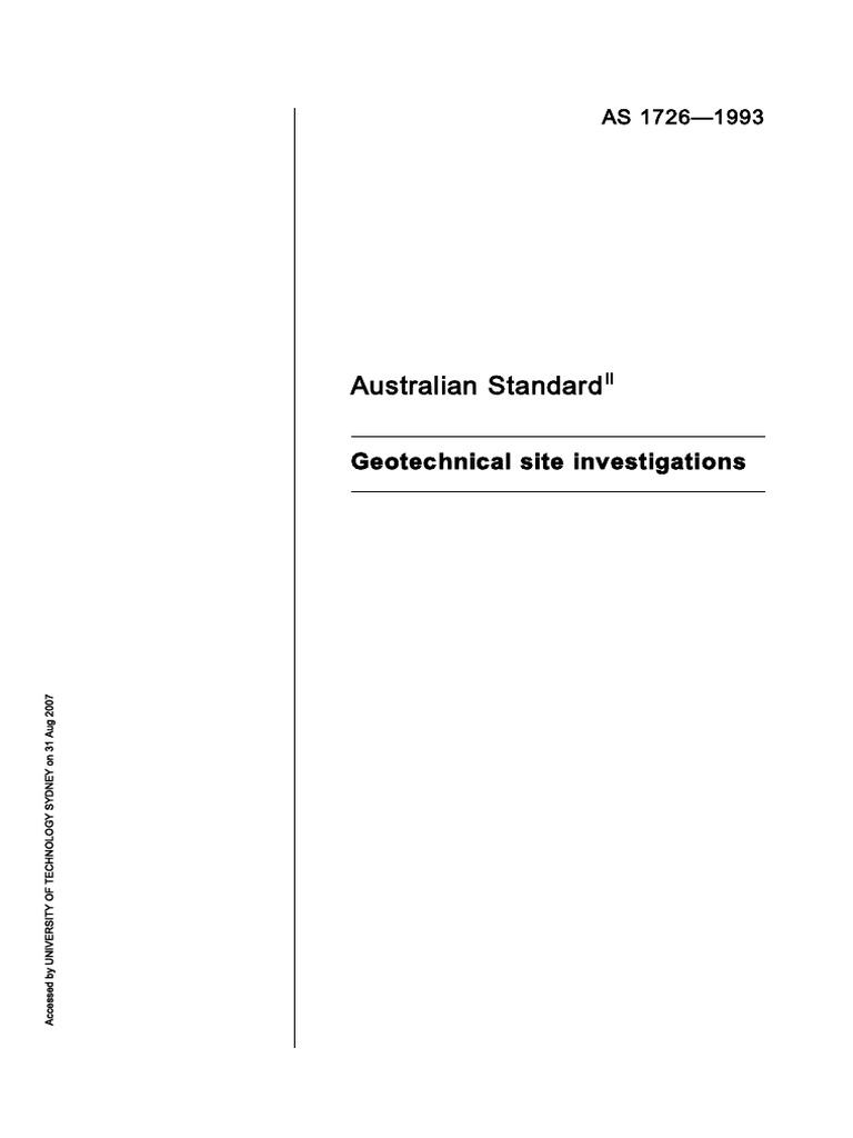 1726 - AS1726 - 1993 Geotechnical site investigations | PDF