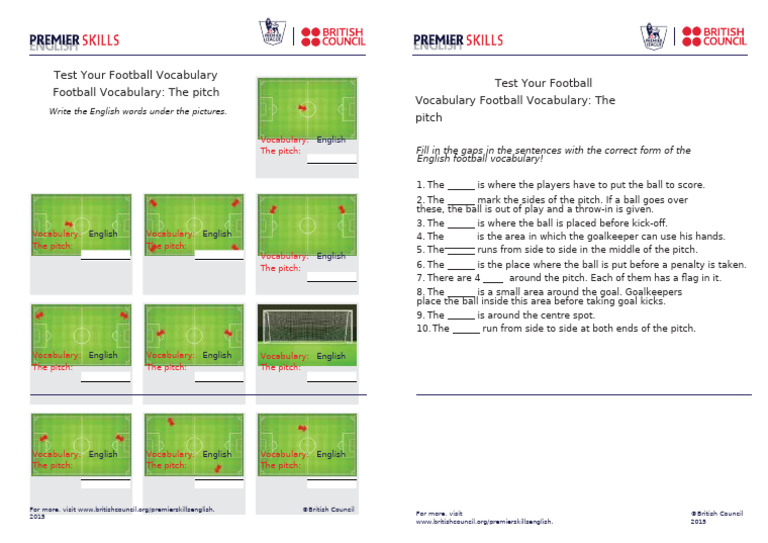 Thepitchvocabularytask Ok | PDF | Association Football | Vocabulary