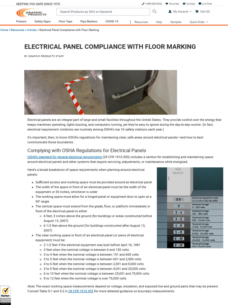 Electrical Panel Compliance With Floor Marking - Graphic Products | PDF ...