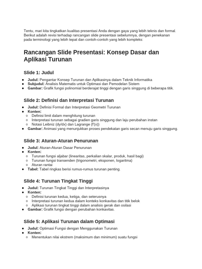 Konsep Dasar Dan Aplikasi Turunan | PDF