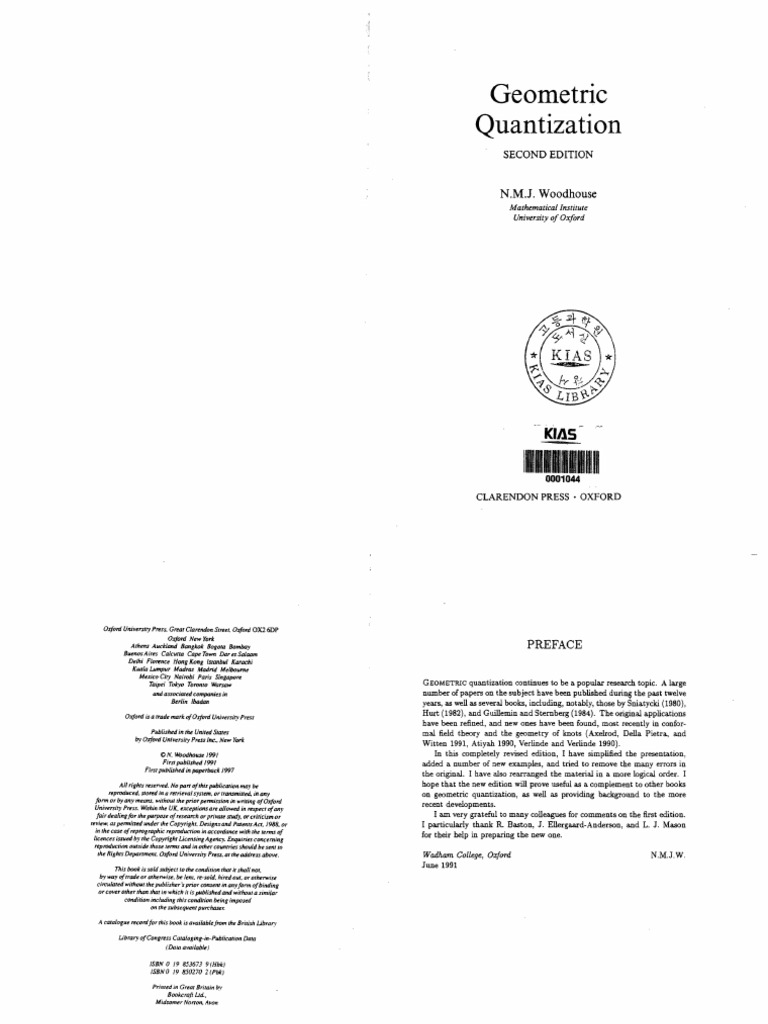 Geometric Quantization N M J Woodhouse Z Library Pdf