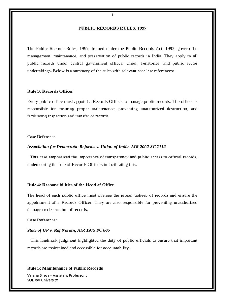 Public Records Rules Overview, 1997 | PDF | Justice | Crime & Violence