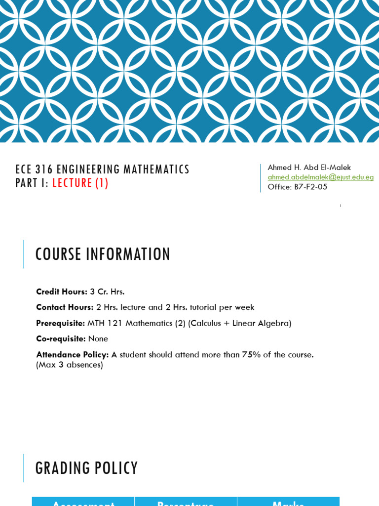 ECE 316 Engineering Mathematics Overview | PDF | Laplace Transform ...