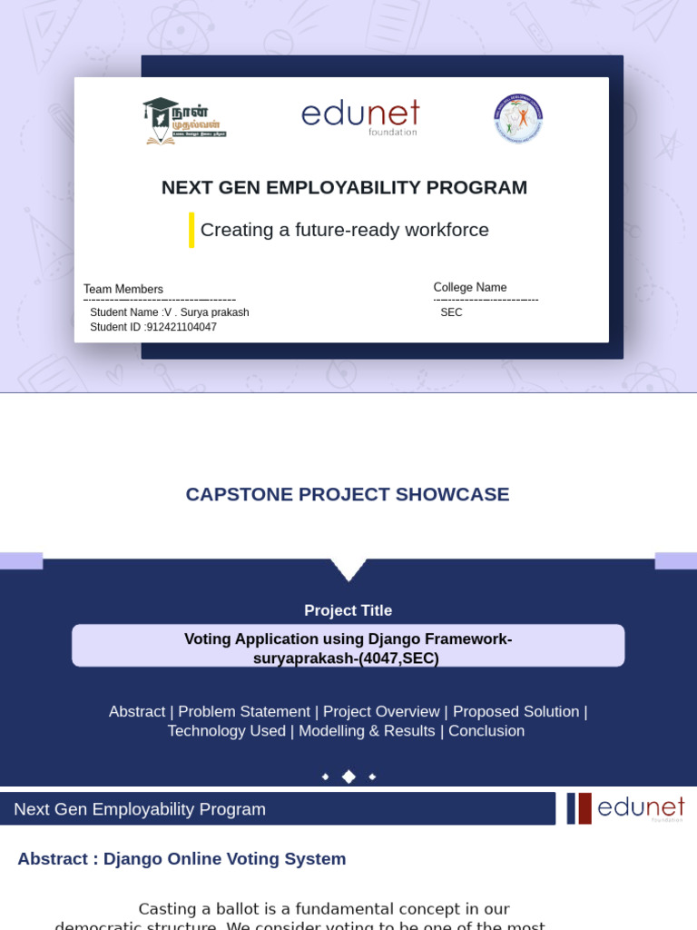 Voting Application Using Django Framework-Suryaprakash (4047, SEC) | PDF | Voting | Electronic ...