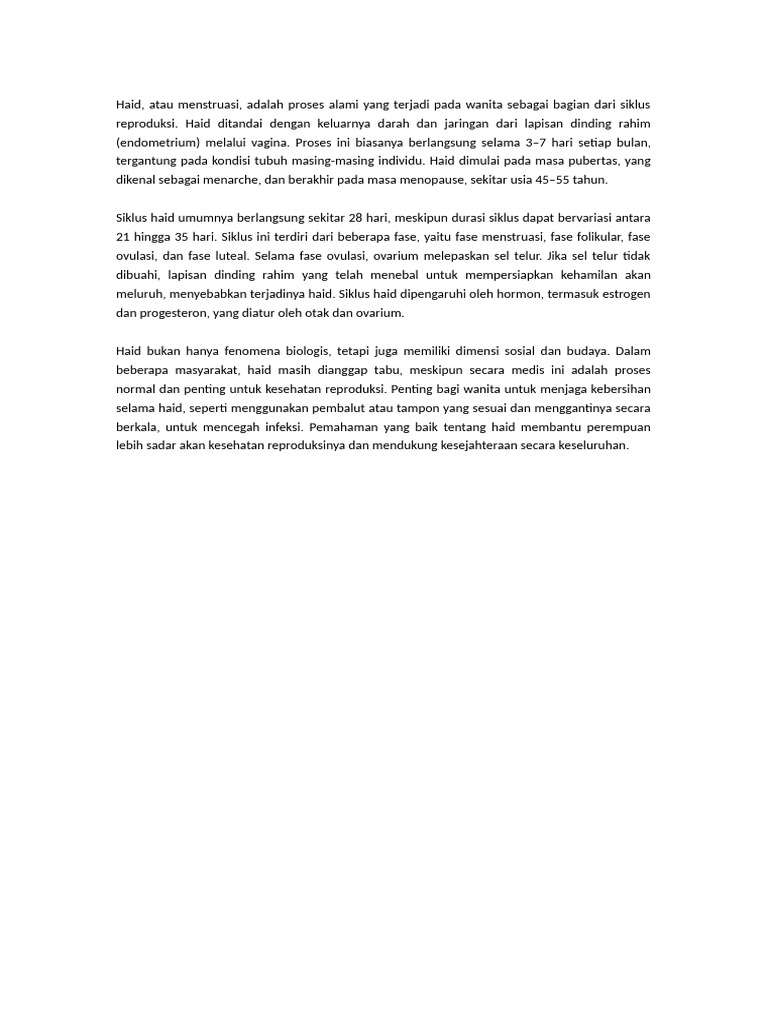 Memahami Siklus Haid dan Kesehatan Reproduksi | PDF