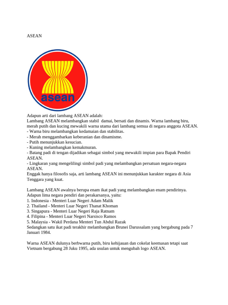 Adapun Arti Dari Lambang ASEAN Adalah | PDF