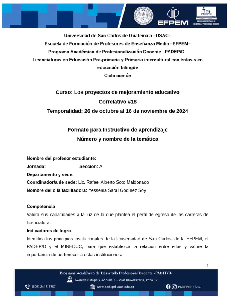 Formato Instructivo de Aprendizaje 2024 | PDF | Maestros | Aprendizaje