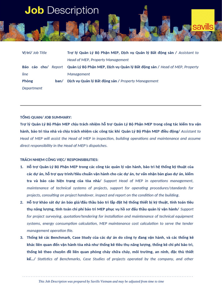 JD - Assistant To Group Chief Engineer | PDF