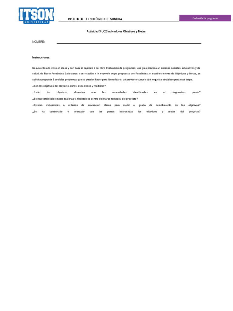 Actividad 3 UC2 Indicadores Objetivos y Metas Carlos Leyva | PDF