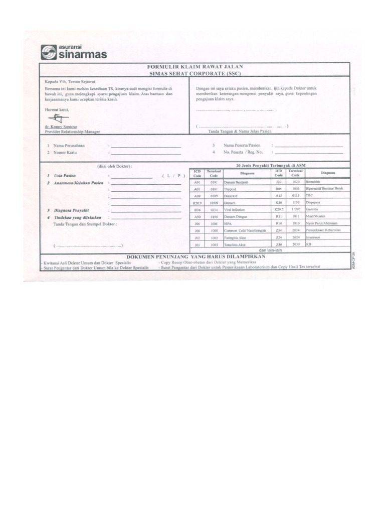 Form Klaim Rawat Jalan | PDF
