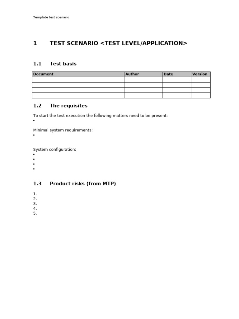 Test Scenario Template for QA Process | PDF | Computing | Information ...