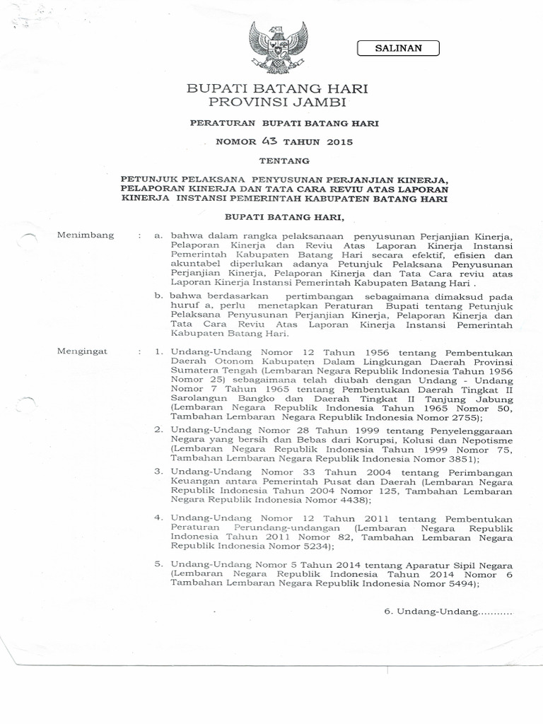 Perbup Nomor 43 Tahun 2015 | PDF