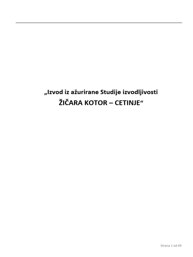 Izvod Iz Ažurirane Studije Izvodljivosti Žičara Kotor - Cetinje | PDF