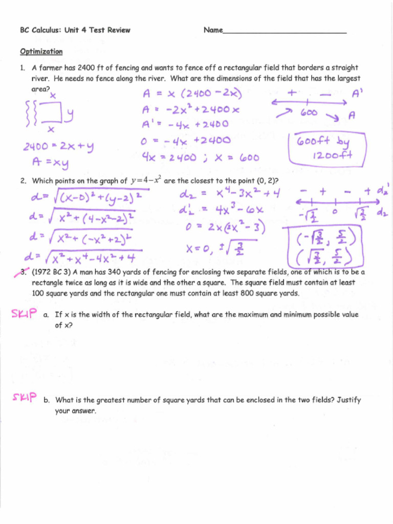 6 - Unit 4 Test Review KEY | PDF