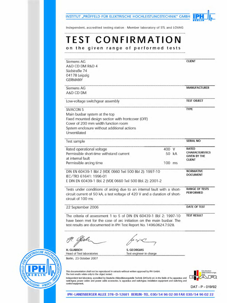 DRW 8PQ9800-5AA34 01 ALL OFF Internal Arc Type Test | PDF