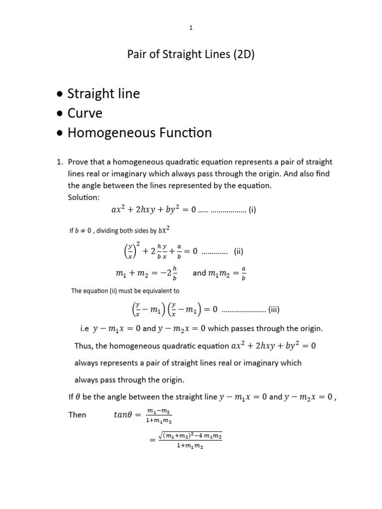 Straight Line | PDF | Line (Geometry) | Perpendicular