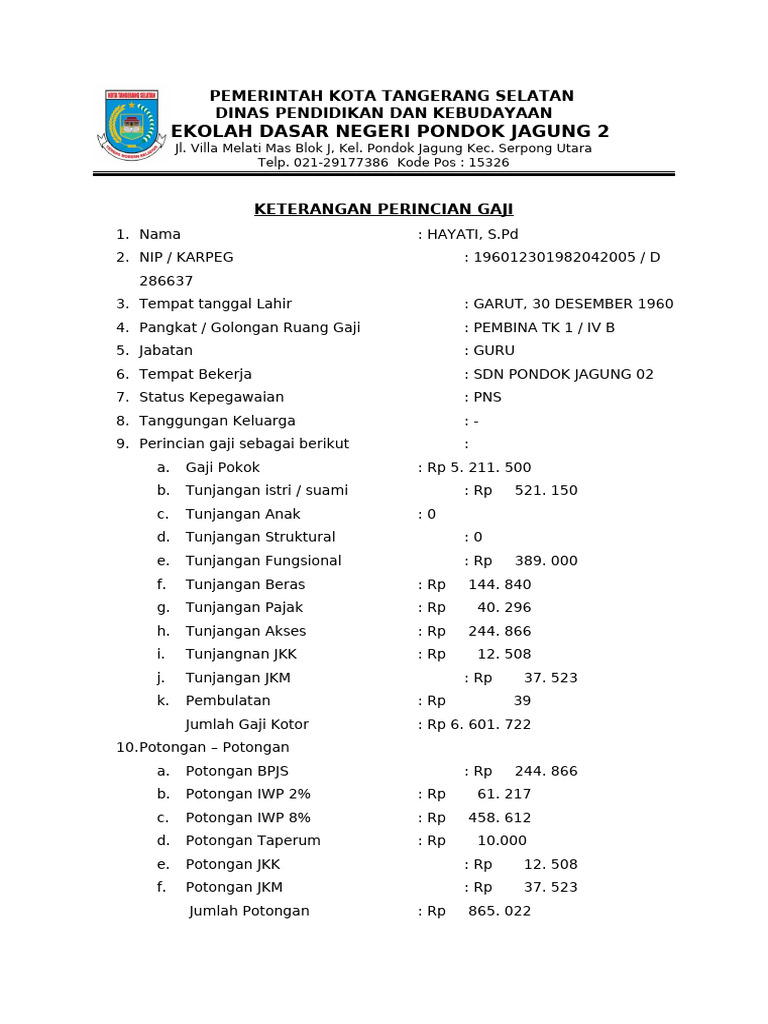 Perincian Gaji | PDF