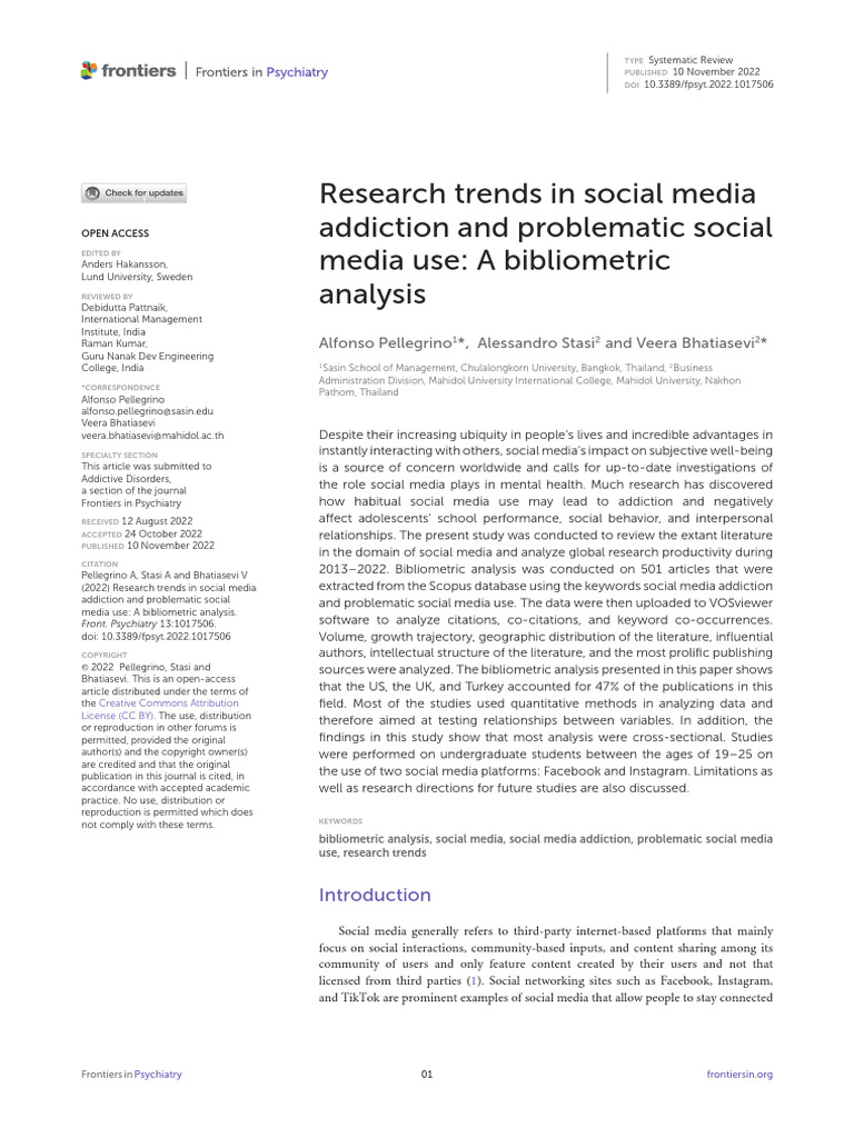 Fpsyt 13 1017506 | PDF | Social Media | Popular Culture & Media Studies