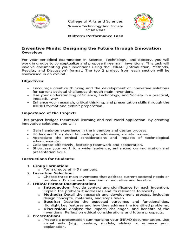Student - Final Revision - Sts Midterm Performance Task 1 | PDF | Methodology | Rubric (Academic)