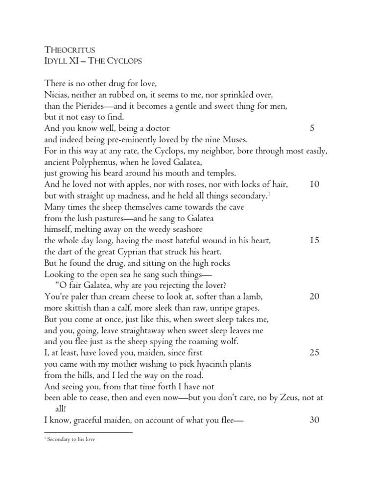 Theocritus Idylls Overview | PDF