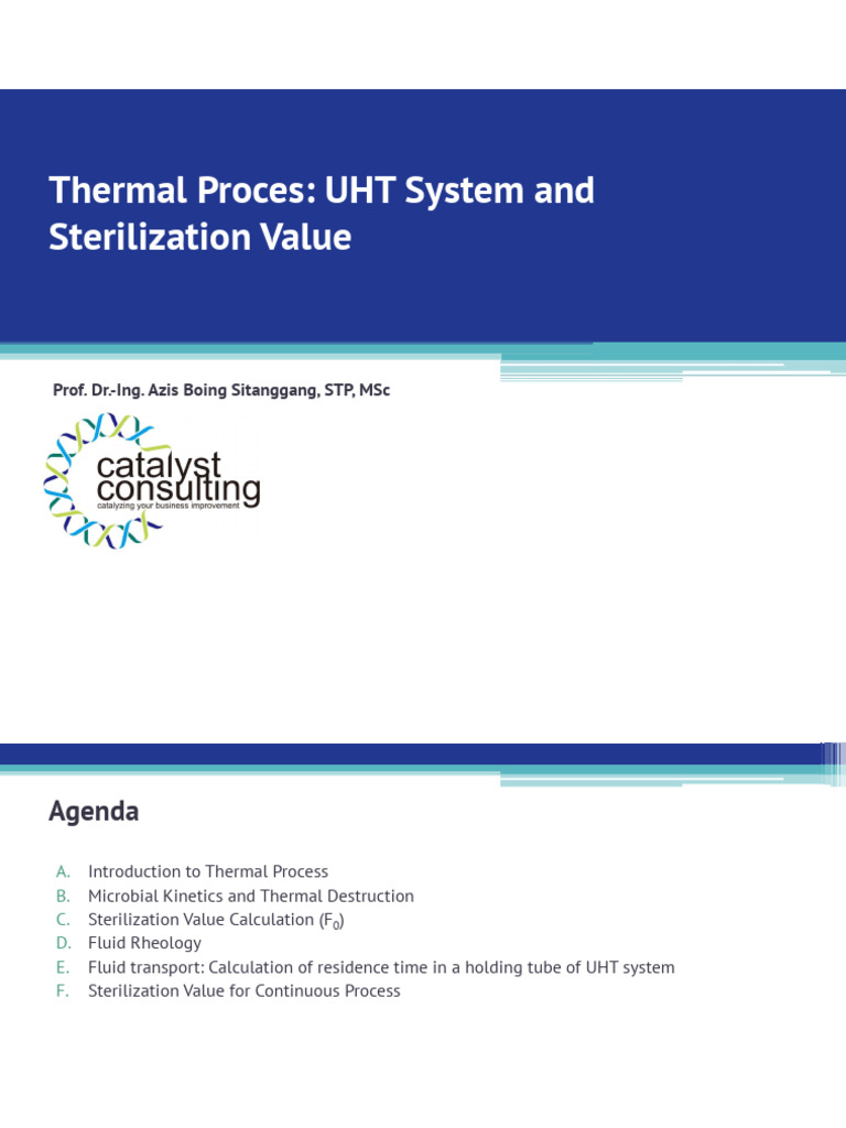 Thermal Process - UHT System and Sterilization Value | PDF | Canning ...