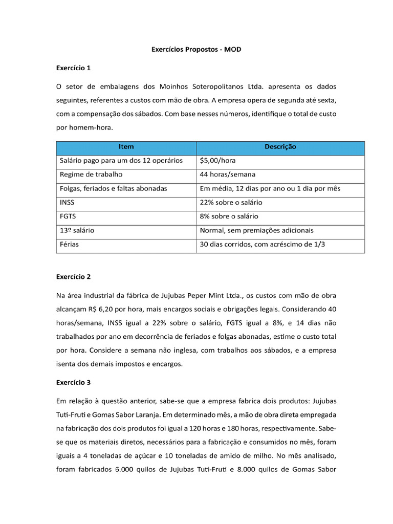 Exercícios Propostos - MOD | PDF