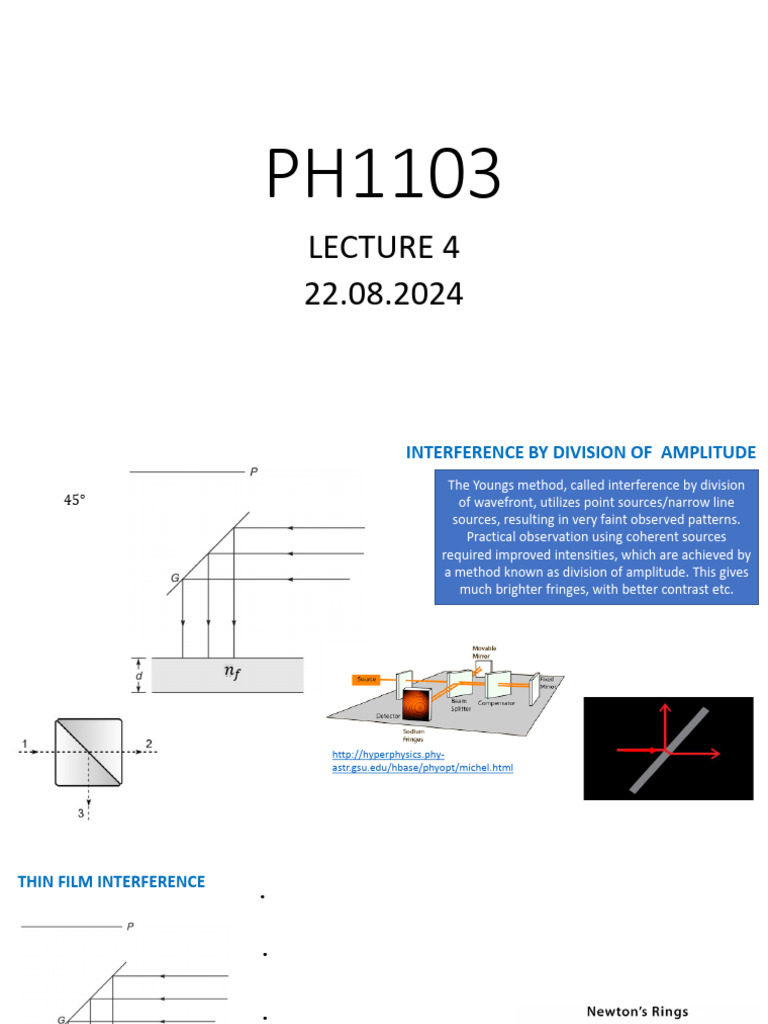 Interference by Division of Amplitude | PDF | Interferometry | Reflection (Physics)