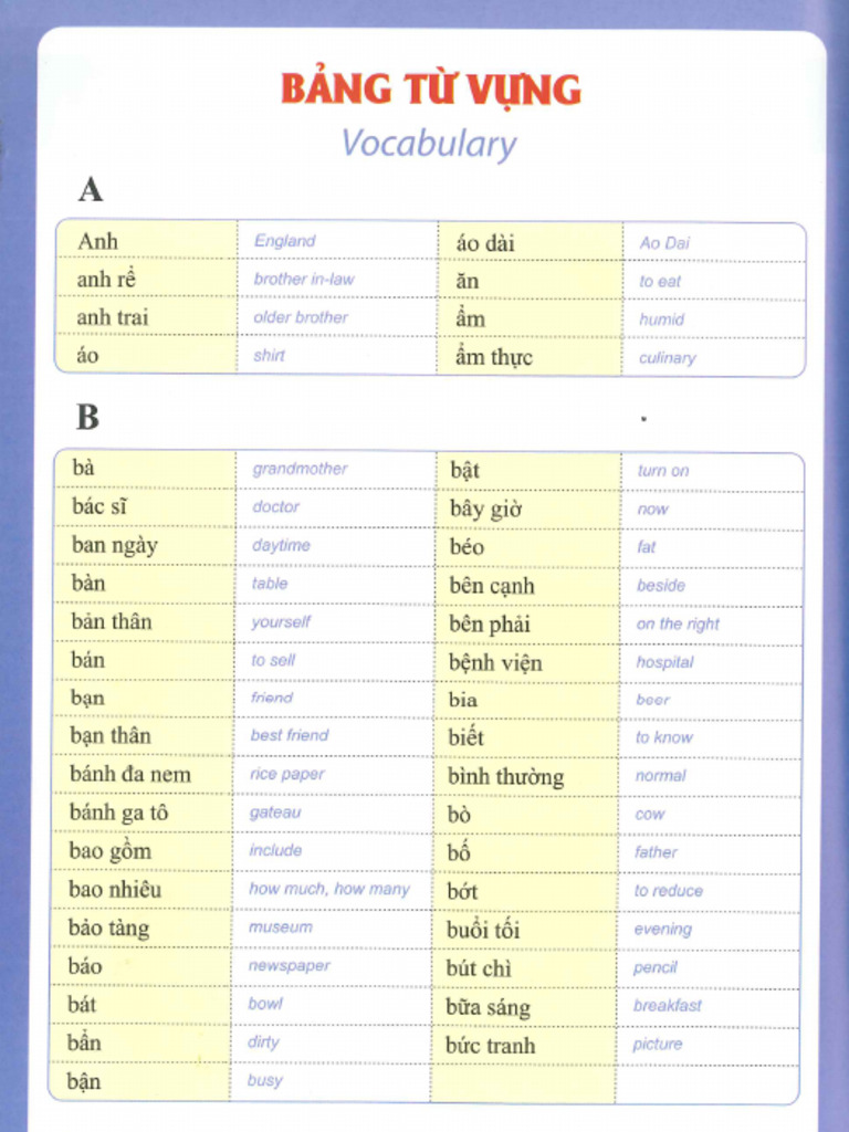 Tu Vung - 123 Textbook | PDF