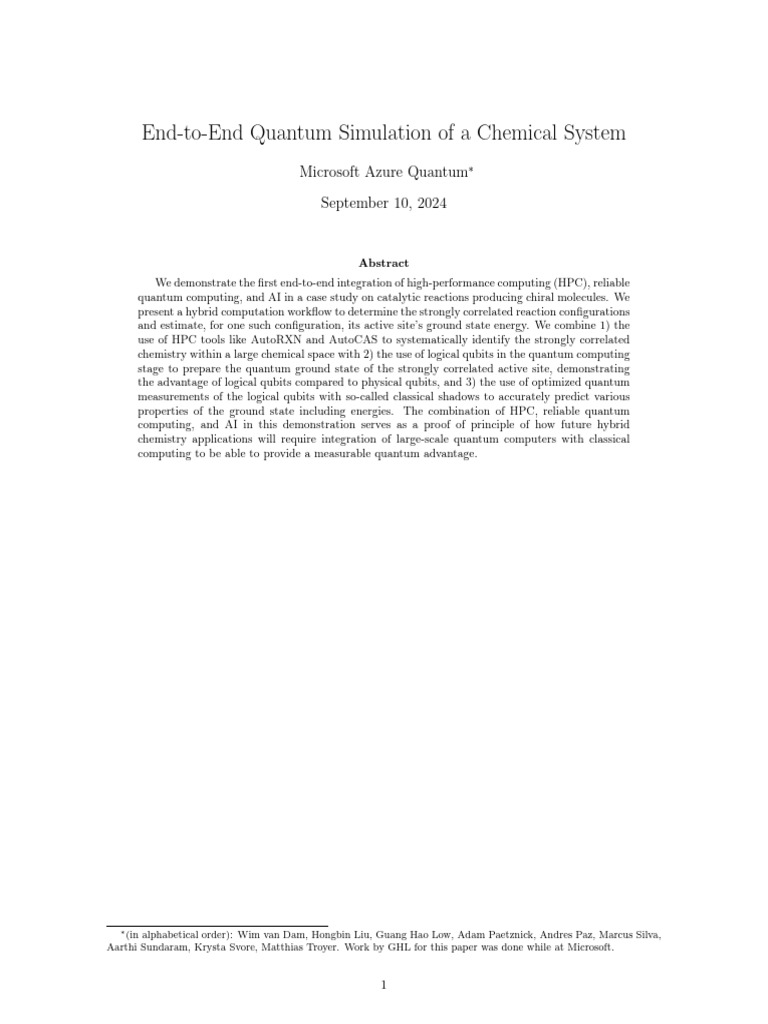 End To End Quantum Simulation of A Chemical System | PDF | Quantum ... End To End Quantum Simulation of A Chemical System | PDF | Quantum ...