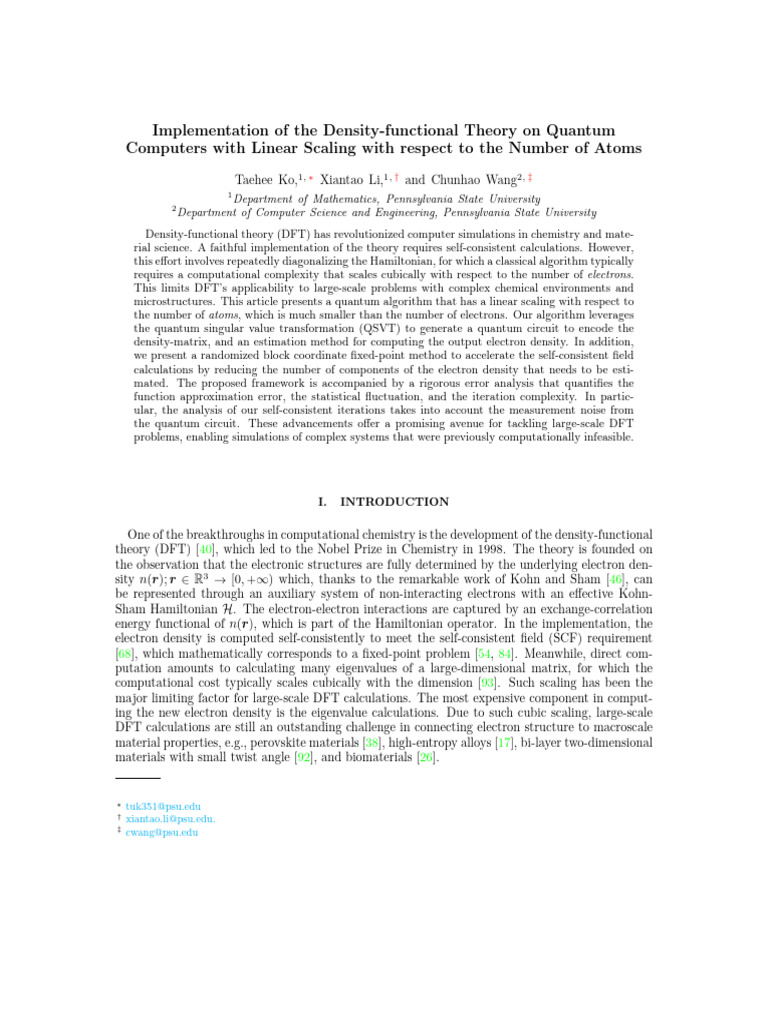 Implementation of DFT On Quantum Computing | PDF | Density Functional ...