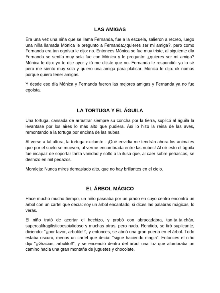 Cuentos Cortos con Moralejas para Niños | PDF | León | Gatos