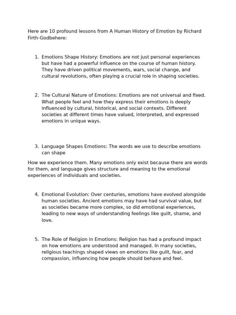 10 Lessons from A Human History of Emotion | PDF | Emotions | Guilt ...