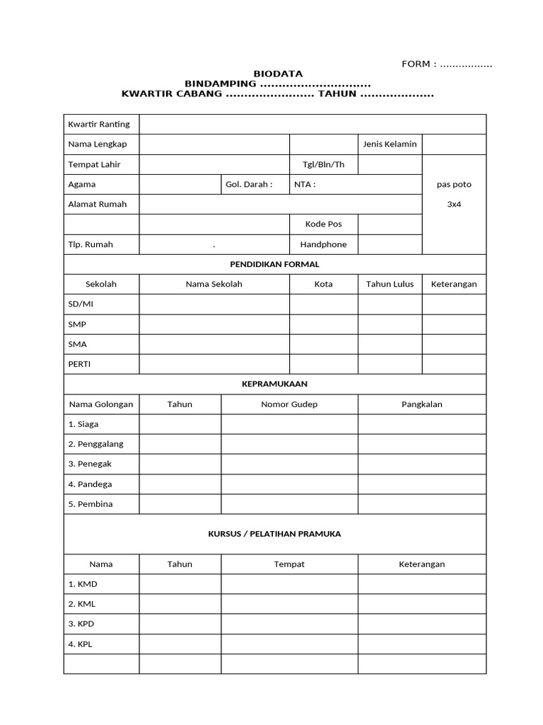 FORM 4 Biodata Pembina Pendamping | PDF