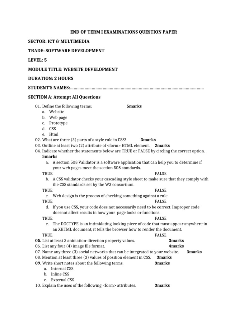 Website Development Level 5 | PDF | Html | World Wide Web