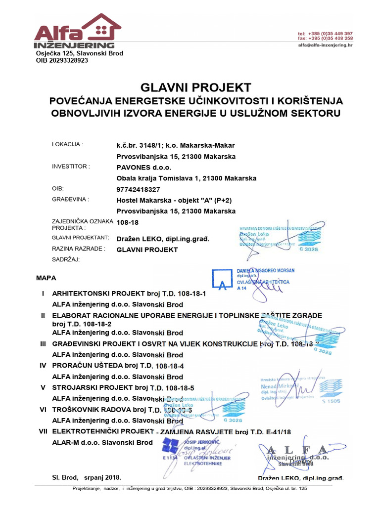 PRILOG 1. - Glavni Projekt | PDF