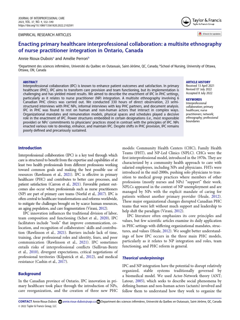 Nurse Practitioner Integration in Ontario | PDF | Nurse Practitioner | Nursing