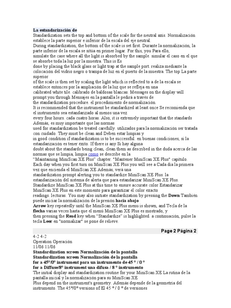 Estandarización del MiniScan XE Plus | PDF | Impresora (Computación ...