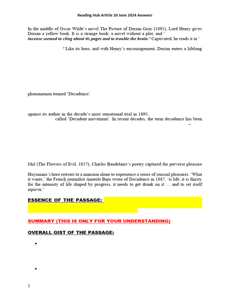 Reading Hub Article10 Solutions | PDF