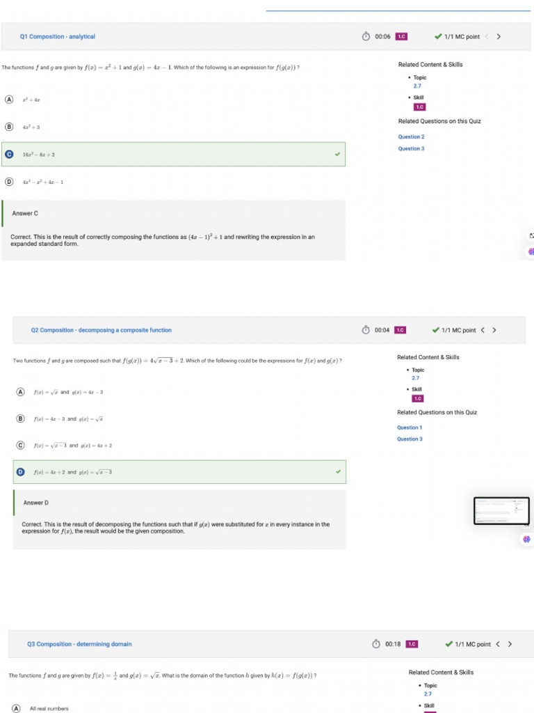 Composition of Functions Quiz | PDF