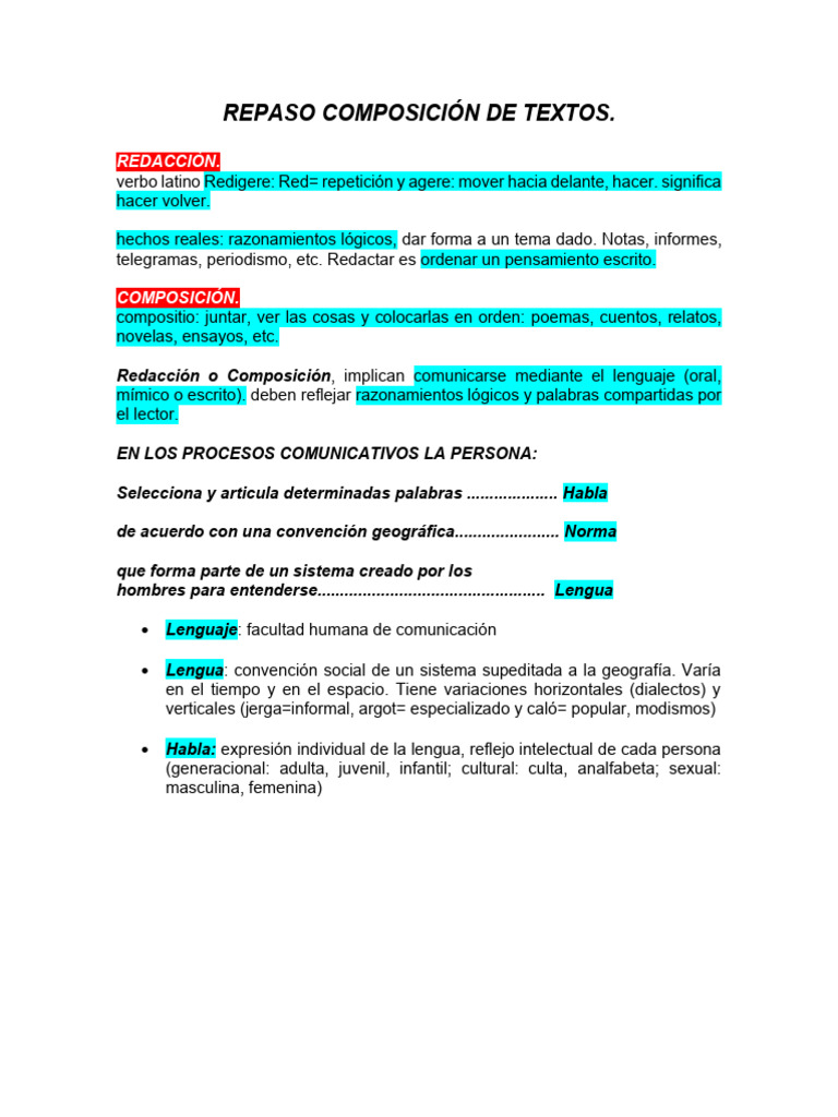 Repaso Composición de Textos | PDF | Coma | Falacia
