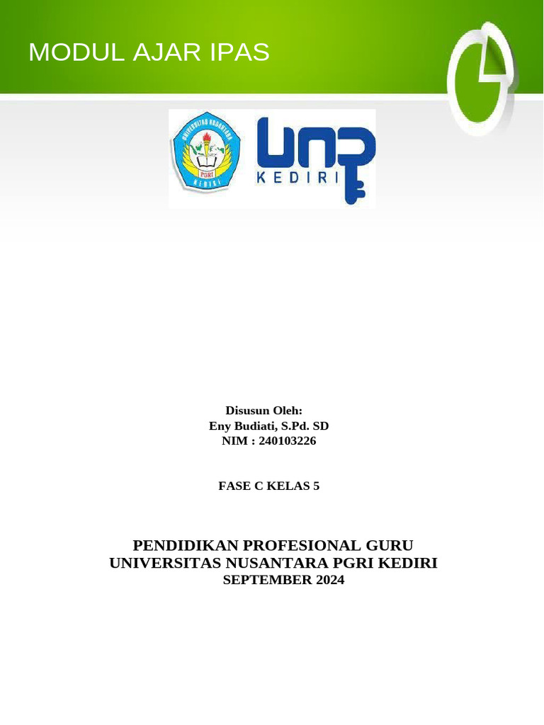 MODUL AJAR IPAS KELAS 5 SEMESTER 1 SIFAT SIFAT CAHAYA - Eny Budiati | PDF