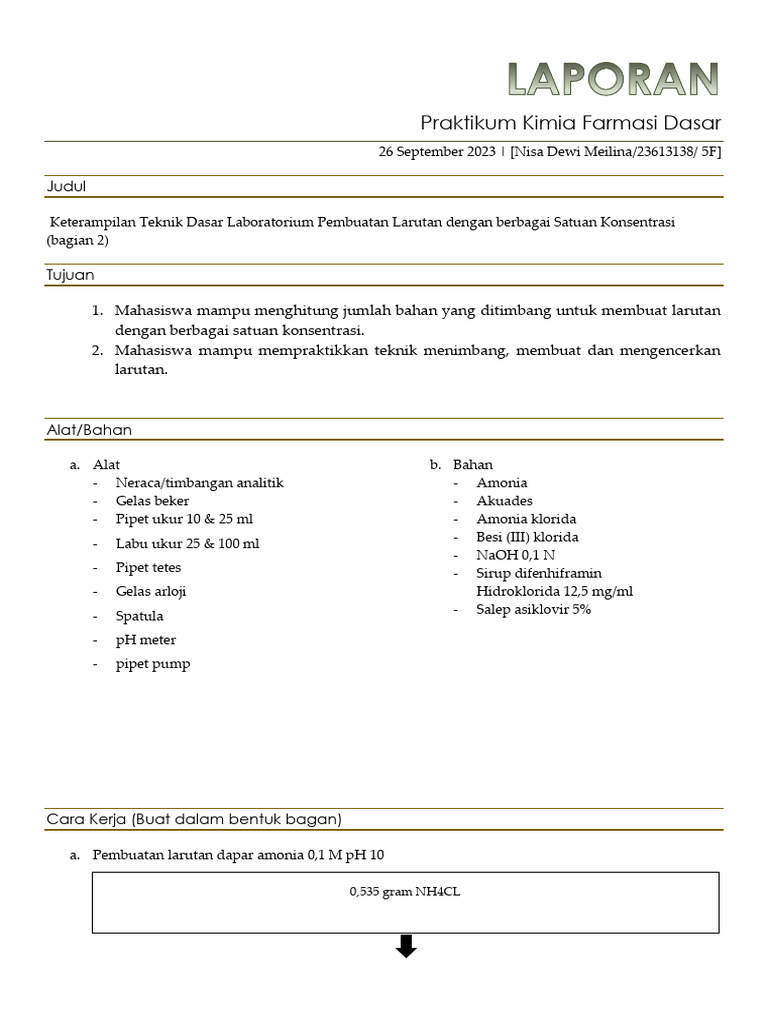 Format Laporan KFD K | PDF
