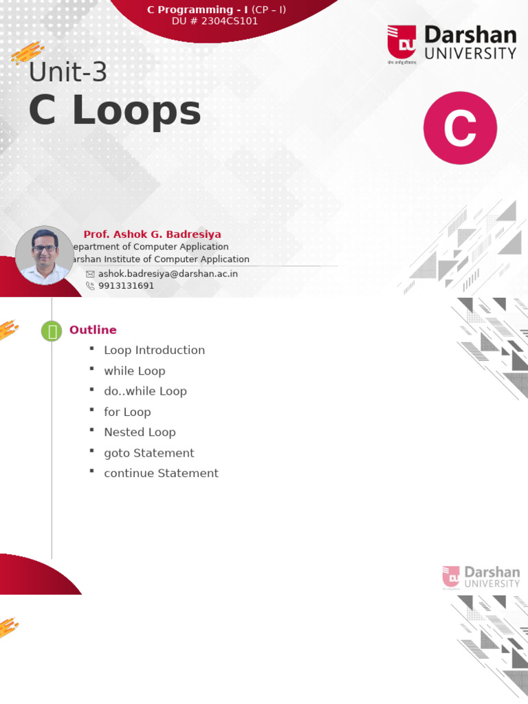 Unit-3: C Loops | PDF | Control Flow | Computer Programming
