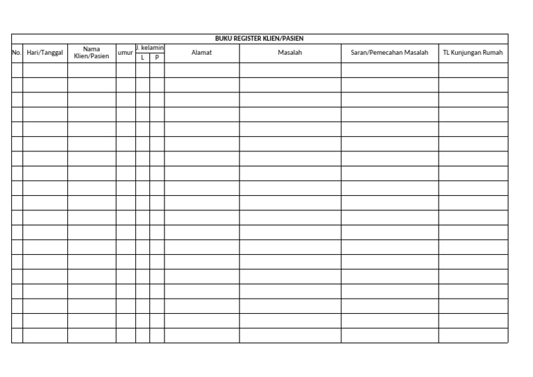 Buku Register Klien Pasien Medis | PDF