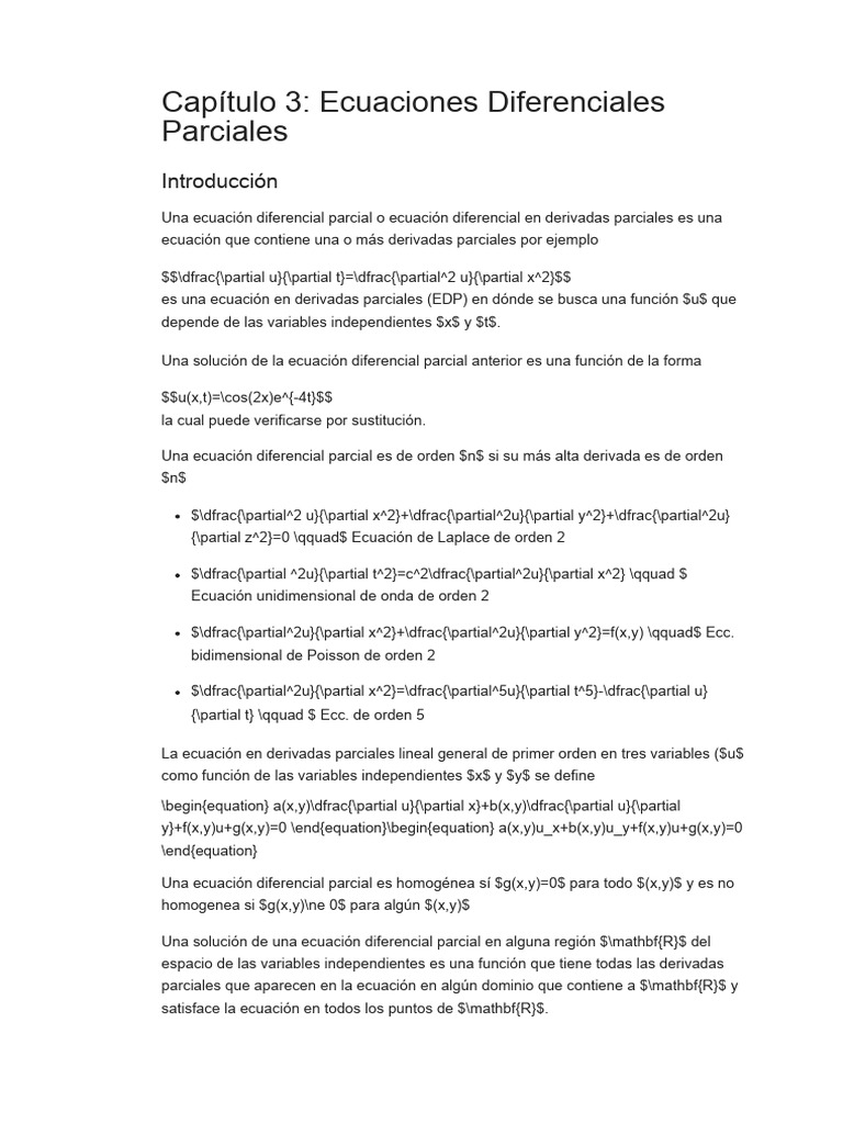 EDP Clase1 | PDF | Ecuación diferencial parcial | Ecuaciones diferenciales