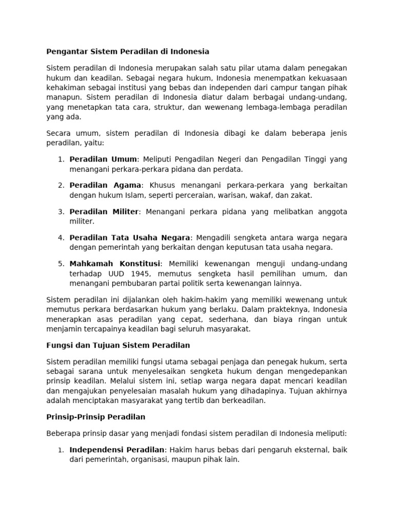 Sistem Peradilan Indonesia: Struktur dan Fungsi | PDF