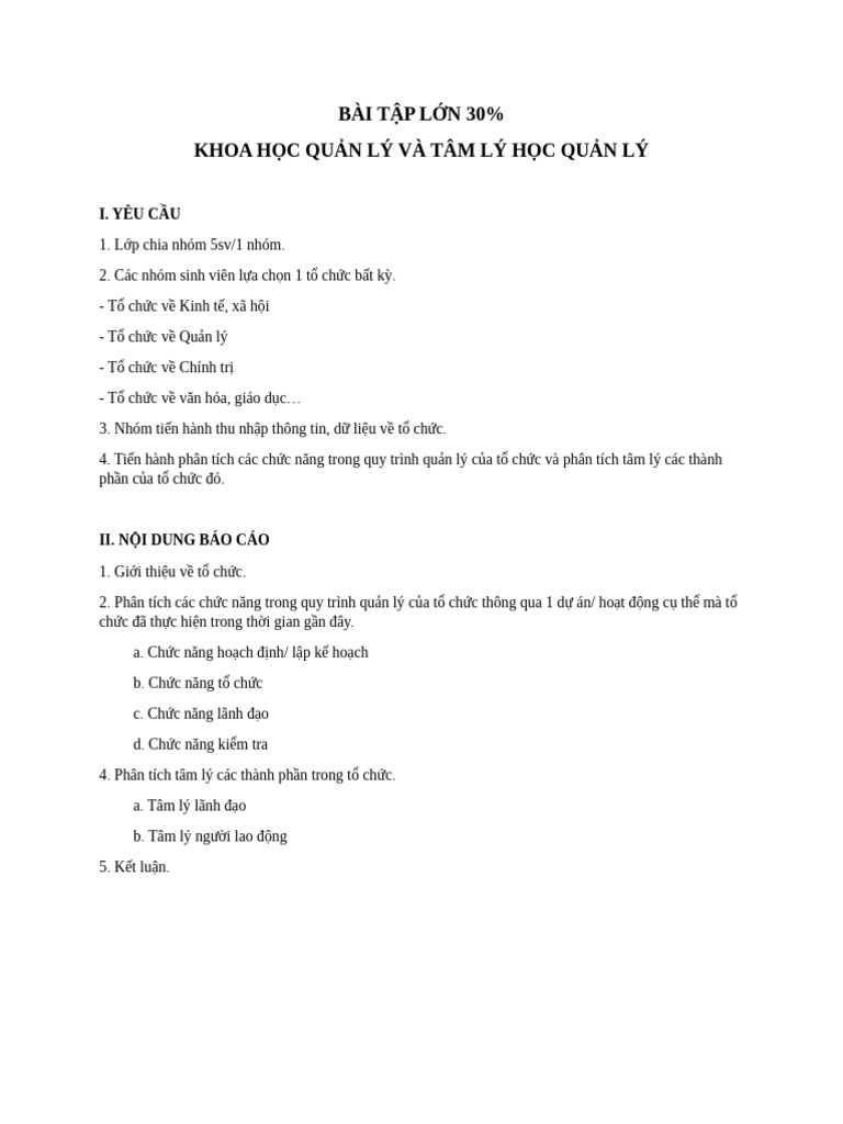 BÀI TẬP LỚN KHQL TLHQL | PDF