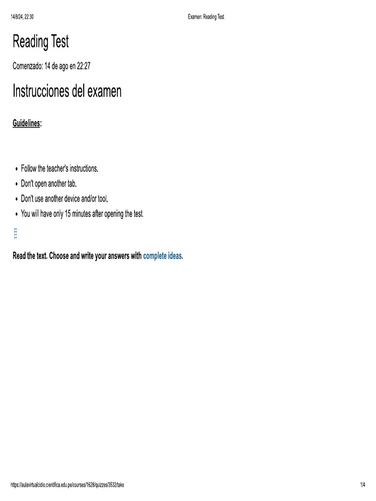 Examen - Reading Test | PDF