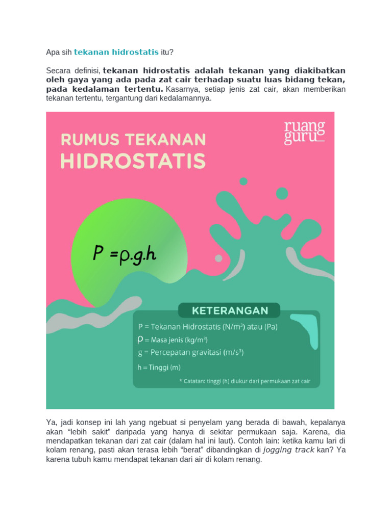 Materi Tekanan Hidrostatis Kelas 9 | PDF